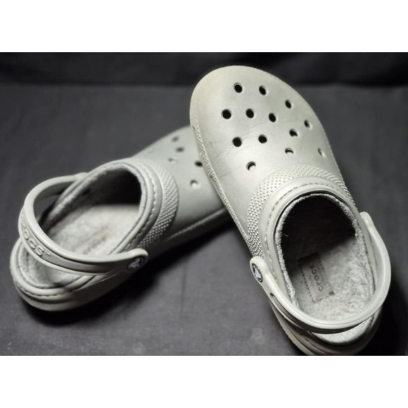 CROCS | Shoes | Crocs Dual Comfort Dark Gray Faux Fur Lined Clogs Size ...